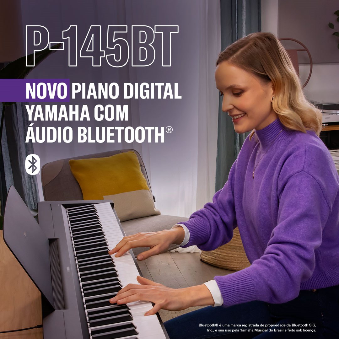 Novo Piano Digital Yamaha P-145BT com Áudio Bluetooth